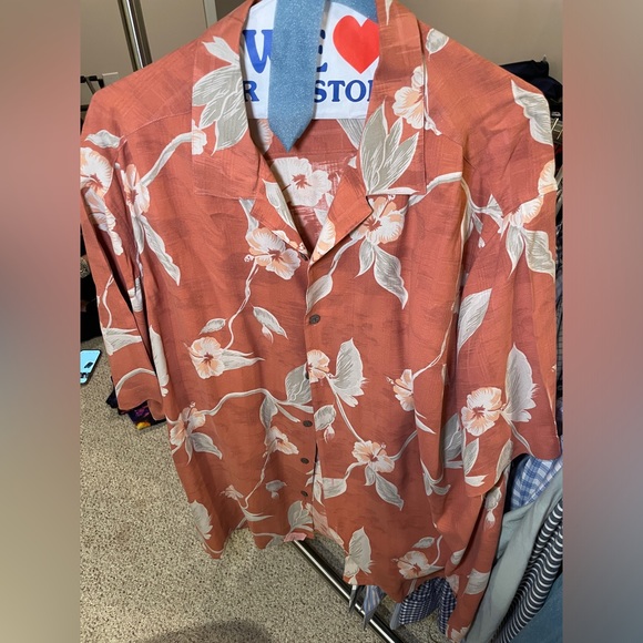 Axist | Shirts | Axist Orange Hawaiian Shirt With Floral Print Size Xl ...